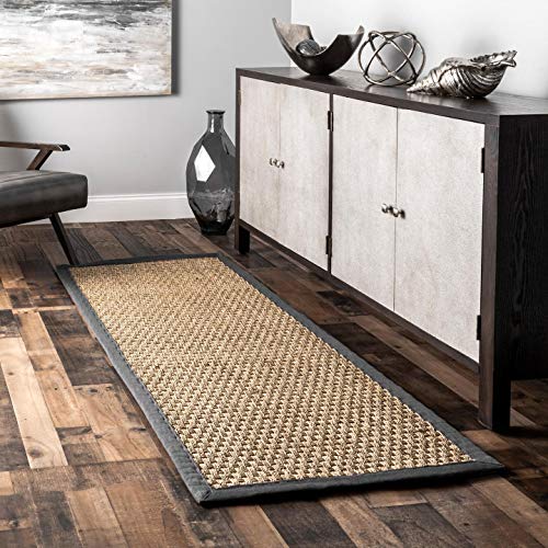 nuLOOM Hesse Checker Weave Seagrass Area Rug, 5' x 8', Dark Grey