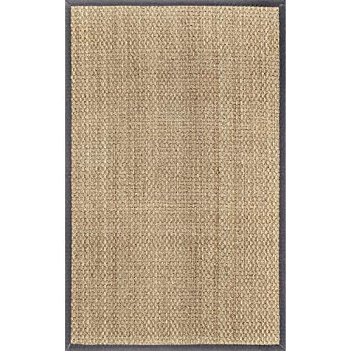 nuLOOM Hesse Checker Weave Seagrass Area Rug, 5' x 8', Dark Grey