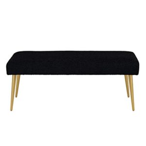 Ball & Cast Upholstered Bench, 44"W, Black