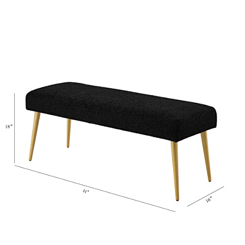 Ball & Cast Upholstered Bench, 44"W, Black