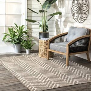 nuloom macklin herringbone indoor/outdoor area rug, 5' 3" x 7' 6", brown