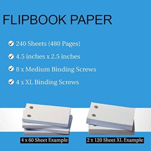 Blank Flip Book Paper with Holes - 240 Sheets (480 Pages) Flipbook Animation Paper : Works with Flip Book Kit Light Pads : for Drawing, Sketching Supplies/Comic Book Kit - Drawing Paper Animation Kit