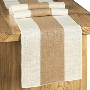 burlap table runner rustic table runner farmhouse table decor macrame table runner jute woven fabric, light colour edge 12x72 inches