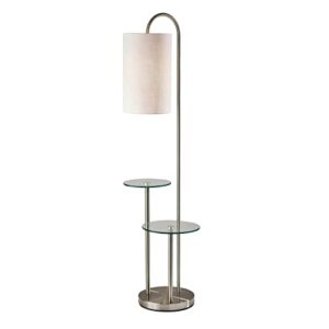 adesso 4008-22 leonard shelf floor lamp, 66 in, 100w, brushed steel, 1 home decor lighting