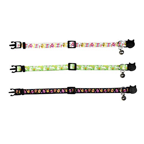 Lamphyface 3 Pack Easter Cat Collar with Bell Breakaway Adjustable