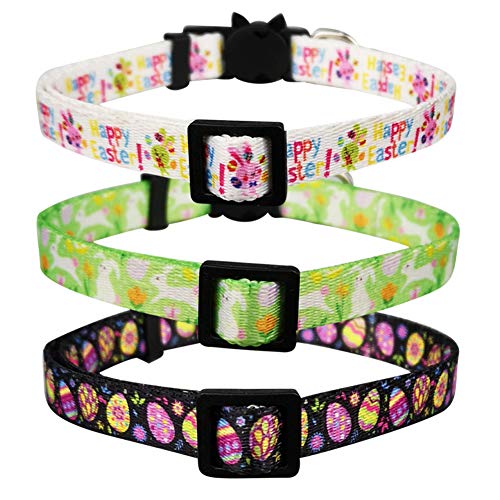 Lamphyface 3 Pack Easter Cat Collar with Bell Breakaway Adjustable