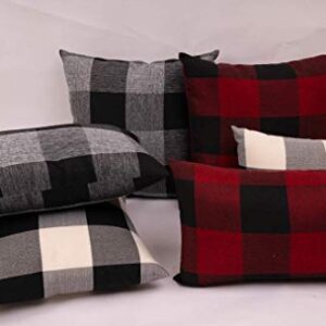 MAUBY HOME Decorative Pillows, Modern Farmhouse Buffalo Plaid Pillow Lumbar, Includes Pillow Insert(Black and White Lumbar)