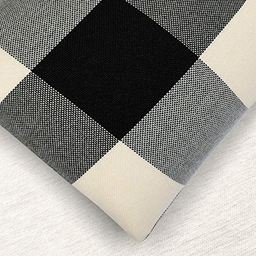 MAUBY HOME Decorative Pillows, Modern Farmhouse Buffalo Plaid Pillow Lumbar, Includes Pillow Insert(Black and White Lumbar)