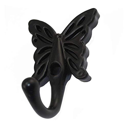 4 PCS Vintage Wall Mounted Hanger Hooks Black Antique Door Hangers for Hanging Clothes Hook Up Towel Coat Hat Scarf Jacket Butterfly Patterned (Length:2-1/4", Width:1-3/8")