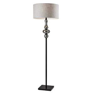 adesso 1554-01 natalie floor lamp, 65.5 in, 100w, black/smoked glass, 1 floor lamp