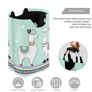 visesunny Cute Llama Animal Large Capacity Laundry Hamper Basket Water-Resistant Oxford Cloth Storage Baskets for Bedroom, Bathroom, Dorm, Kids Room