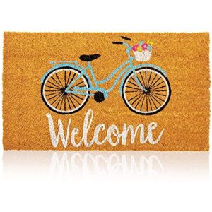 juvale natural coir doormat, bicycle welcome mat (30 x 17 inches)