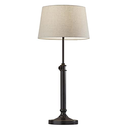 Adesso SL1150-01 Mitchell Table Lamp Set, 24.5-32.5 in, 100W, Antique Black Finish, 2 Metal Lamps