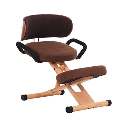 Autopeck Ergonomic Kneeling Chair Posture Wooden Back Office Seat Thick Wood Adjustable Suitable Stool Design Home Healthy Support Improved Knee