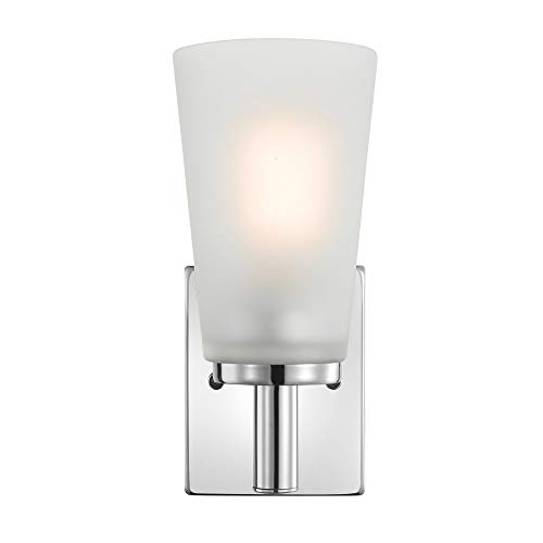 Globe Electric 51520 Alyssa 1-Light Wall Sconce, Chrome, Frosted Glass Shade