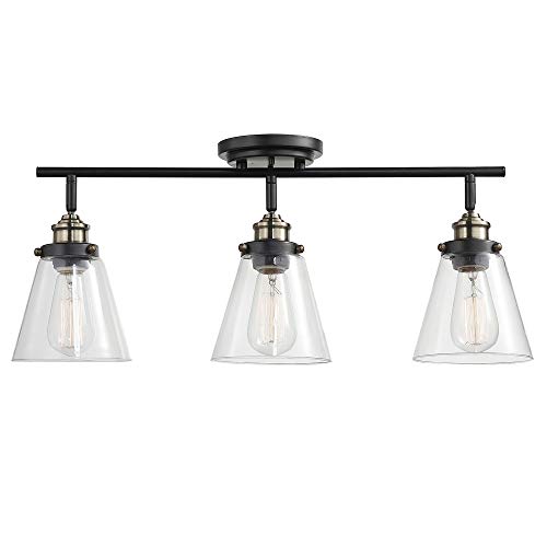 Globe Electric 59629 Jackson 3 Track Lighting, Dark Bronze, Antique Brass Accents