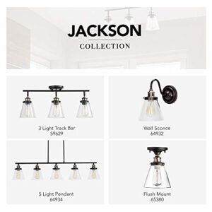 Globe Electric 59629 Jackson 3 Track Lighting, Dark Bronze, Antique Brass Accents