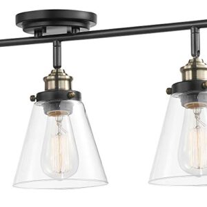 Globe Electric 59629 Jackson 3 Track Lighting, Dark Bronze, Antique Brass Accents