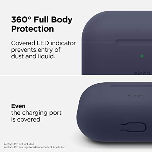 elago Original Case Compatible with Apple AirPods Pro Case - Protective Silicone Cover, Anti-Slip Coating, Precise Cutout, Supports Wireless Charging (Jean Indigo)