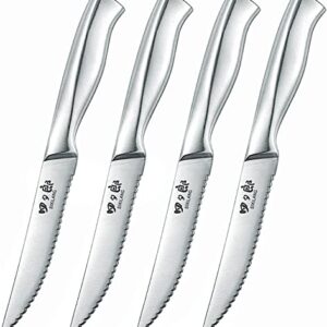 SIXILANG Steak Knives, Steak Knife Set of 4, German Stainless Steel Steak Knife Serrated, Home Gifts for Men and Women