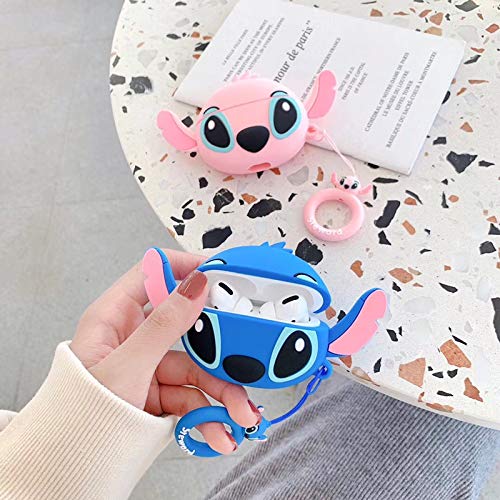 Airpods Pro Silicone Case Funny Cover Compatible for Apple Airpods Pro[3D Cartoon Pattern][Designed for Kids Girl and Boys][Big Ear Stitch] (Blue)