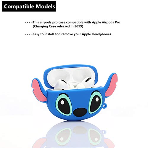 Airpods Pro Silicone Case Funny Cover Compatible for Apple Airpods Pro[3D Cartoon Pattern][Designed for Kids Girl and Boys][Big Ear Stitch] (Blue)