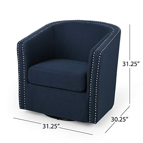 Christopher Knight Home Octavia Contemporary Fabric Swivel Chair, Blue, Black