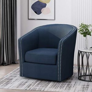 Christopher Knight Home Octavia Contemporary Fabric Swivel Chair, Blue, Black