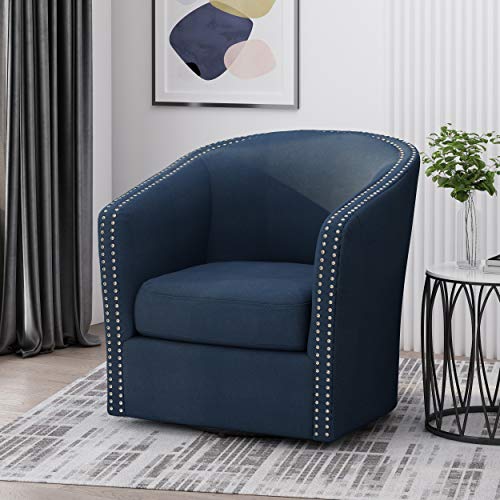 Christopher Knight Home Octavia Contemporary Fabric Swivel Chair, Blue, Black