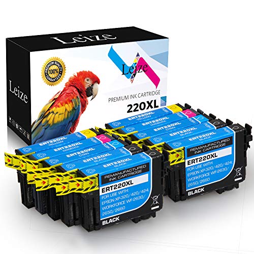 Leize Remanufactured Ink Cartridges Replacement for Epson 220 220XL T220XL 10-Pack use for Workforce Pro WF-2750 WF-2760 WF-2650 WF-2630 WF-2660 XP-420 XP-320 (4 Black, 2 Cyan, 2 Magenta, 2 Yellow)