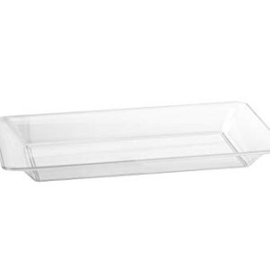 Exquisite - 6 Pack Crystal Clear Premium Quality 10.5 inch. x 8.5 inch. Rectangle Plastic Disposable Serving Trays for Parties - Heavy Duty Serving Platter and Serving Trays for Eating