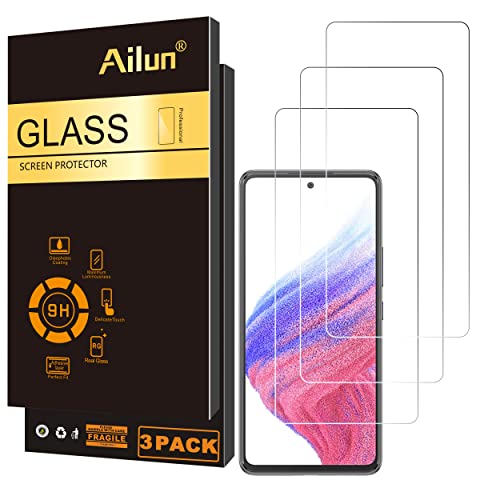 Ailun Screen Protector for Galaxy A53/Galaxy A52 4G 5G/Galaxy A51/Galaxy A51 5G/Galaxy A51 5G UW,[3 Pack],Tempered Glass,Ultra Clear,Anti-Scratch,Case Friendly