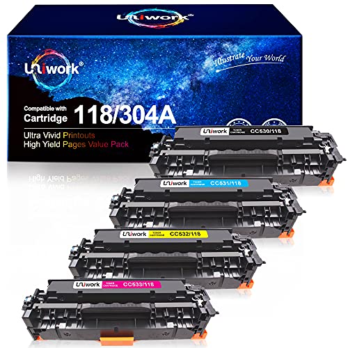 Uniwork Remanufactured Toner Cartridge Replacement for Canon 118 CRG-118 HP 304A Compatible with Laserjet Imageclass MF726Cdw MF8580Cdw MF8380Cdw MF8350Cdn LBP7660Cdn Printer Tray (4 Pack)