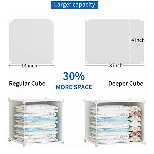 KOUSI Portable Wardrobe Closets 14"x18" Depth Cube Storage, Bedroom Armoire, Storage Organizer with Doors, 5 Cubes + 1 Hanger, White