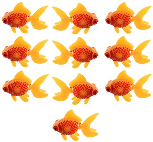 XMHF Aquarium Fish Bowl Tank Artificial Floating Plastic Yellow Red Decor Goldfish Ornament Fish Tank Decoration 10PCS