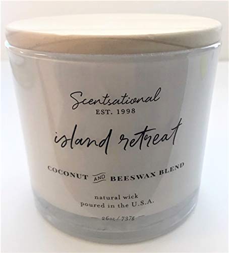 Natural Coconut + Beeswax Scented Candle Island Retreat XL White Jar with Wooden Lid, 26 Oz.