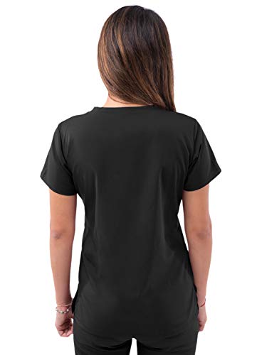 Adar Pro Scrubs for Women - Sweetheart V-Neck Scrub Top - P4210 - Black - S