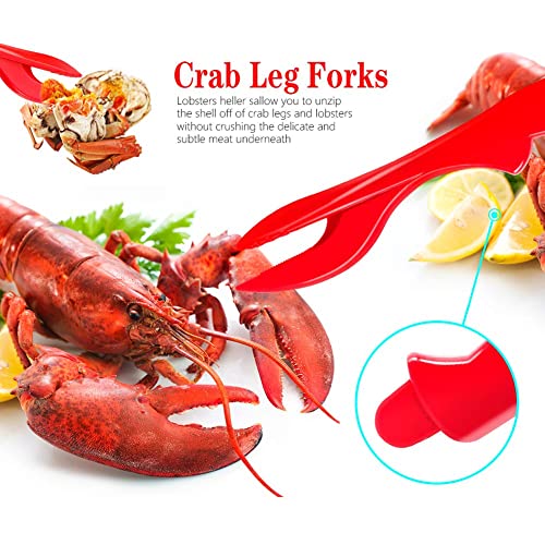 21-piece Crab Cracking Tools includes 7 Crab Crackers, 6 Lobster Shell Knife, 6 Crab Leg Forks and 1 Seafood Scissors & Storage Bag - Seafood Tools Nut Cracker Set