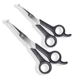 pets first #1 pet grooming scissors body & facial trimmer durable stainless steel blades. rounded tips shears for long medium short thick wiry curly hair. lightweight cutter for dogs & cats. set of 2