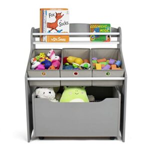 Humble Crew 3-in-1 Toddler Size Storage Organizer with Rolling Toy Box, Grey