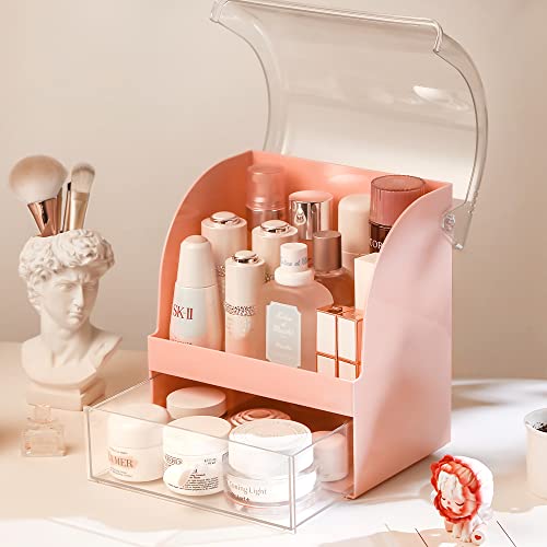 Acrylic Makeup Organizer With Lid Cosmetic Storage Drawers Portable Makeup Organizers Dustproof And Waterproof Box Earring Holder Organizer Jewelry Display Stand For Women