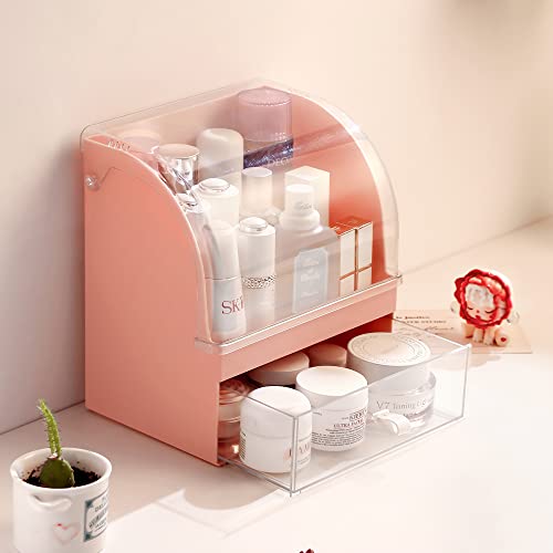 Acrylic Makeup Organizer With Lid Cosmetic Storage Drawers Portable Makeup Organizers Dustproof And Waterproof Box Earring Holder Organizer Jewelry Display Stand For Women