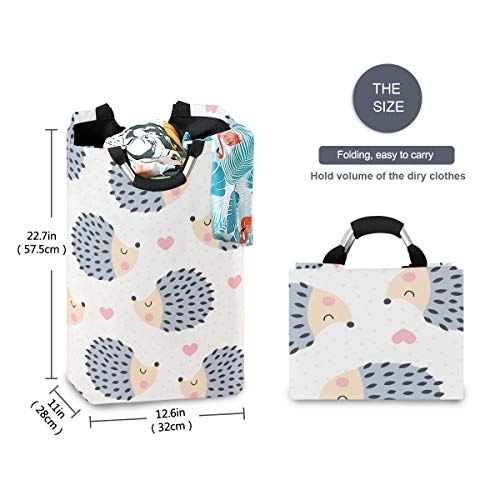 Nander Laundry Basket Hedgehog Polka Dot Large Hamper Foldable Bag for Dirty Clothes Organizer Laundry Bag Picnic Baskets Print Toy Gift Organizer