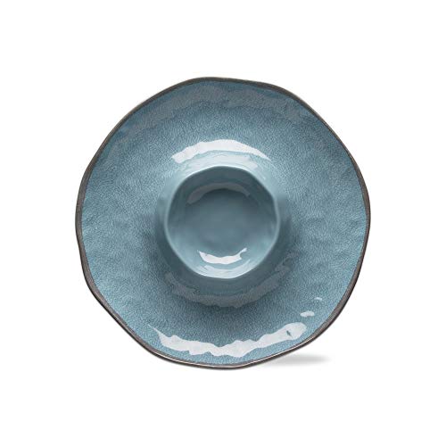 TAG Veranda Melamine Chip And Dip Aqua Appetizer Serving Dish Bowl Aqua Blue