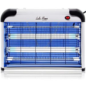 lulu home electric bug zapper, aluminium indoor insect killer for mosquito, bug, fly with powerful 2800v grid 20w bulbs