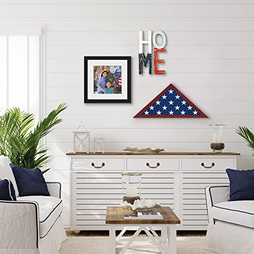 Americanflat Small Flag Case Frame - Mahogany Style Wrapped MDF Wood - Use as Small 3x5 Folded Flag Display Case - Memorial Flag Display Case for Table or Wall Display with Hanging Hardware Included