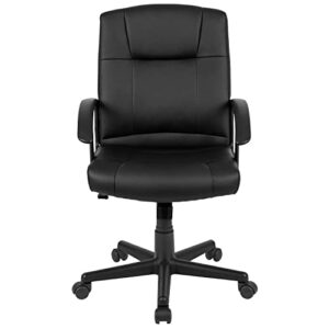 Flash Furniture Coffman Flash Fundamentals Mid-Back Black LeatherSoft-Padded Task Office Chair with Arms