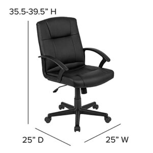 Flash Furniture Coffman Flash Fundamentals Mid-Back Black LeatherSoft-Padded Task Office Chair with Arms