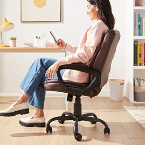 Amazon Basics Classic Puresoft PU Padded Mid-Back Office Computer Desk Chair with Armrest - Brown, 25.75"D x 24.25"W x 42.25"H