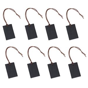 ACKEIVTO Mini Set of 8 Black Slate Hanging Chalkboard Tags w/Leather Rope/Erasable Write On Wine Bottle Label Signs